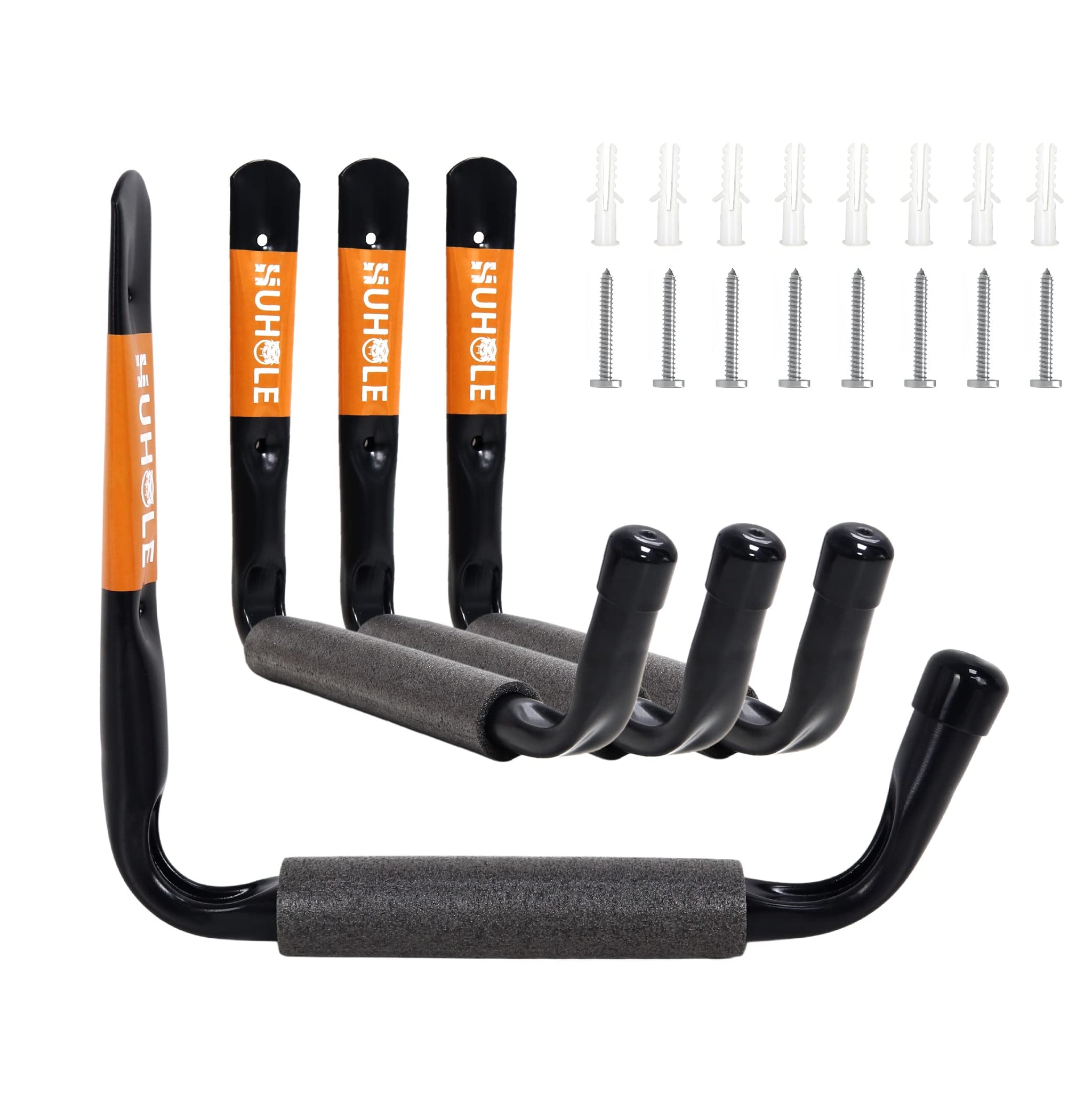 HUHOLE Heavy-Duty Garage Ladder Hooks - Wall Mount with 9.8" Jumbo Arm for Bikes, Folding Chairs ...