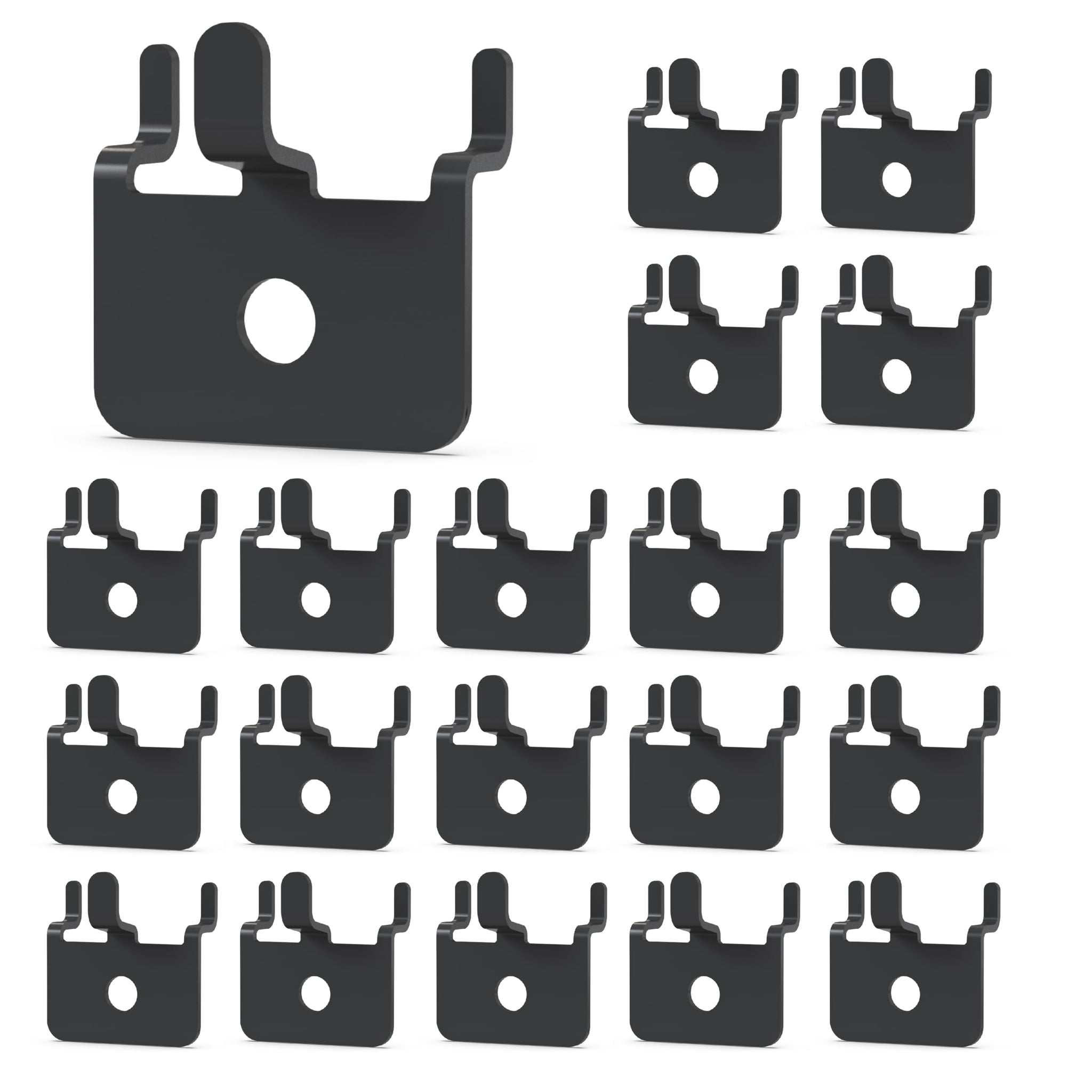 HUHOLE Pegboard Metal Prong Hooks 20pc, Black/Silver